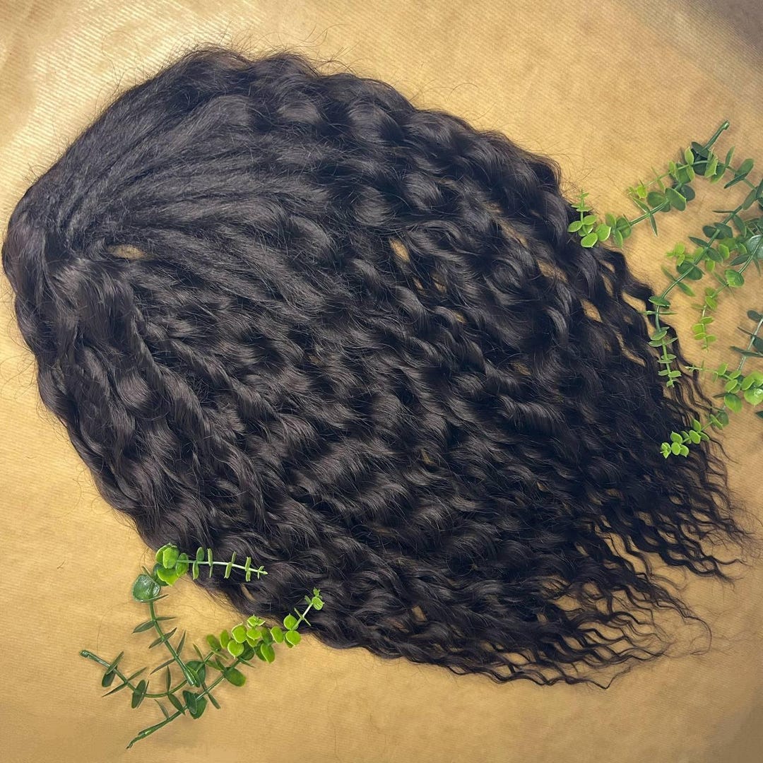 Deep Brown Curly Dreadlocks Extension, Chocolate Synthetic Wavy DE or ...