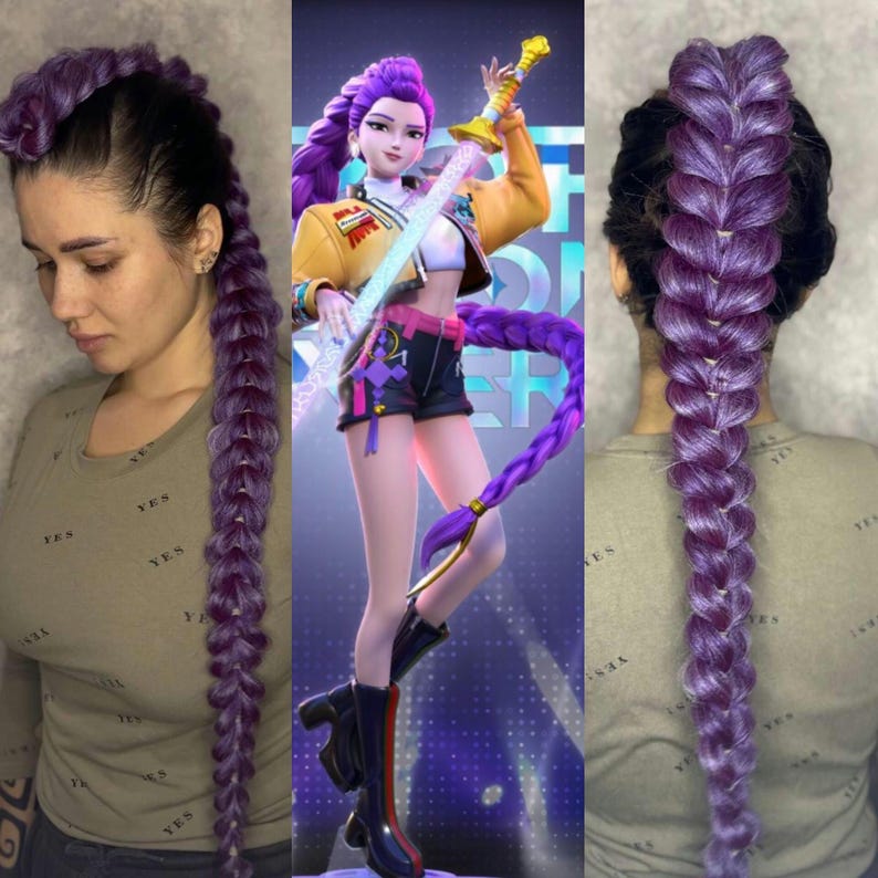 Rumi Braidi Kpop Demon Hunters, Removable Reusable Purple Long Clip-on ...