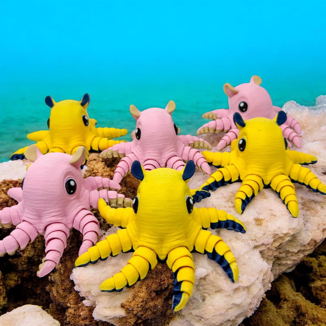 Flexi Flapjack Octopus 3D Printed Articulated Fidget Toy | Adorable ...