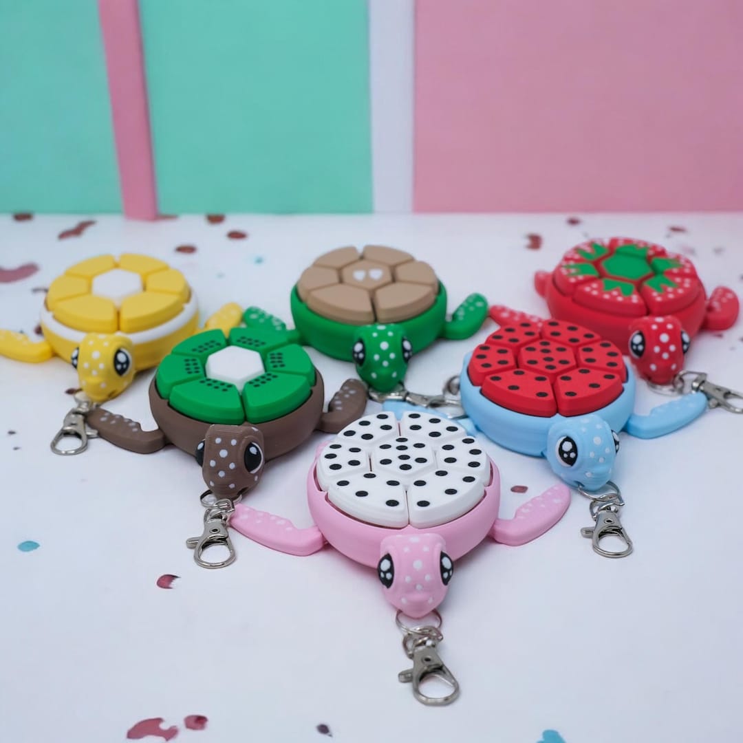 Fruit Turtle Fidget Keychain With Clicker – 3D Printed Fidget Toy for ...