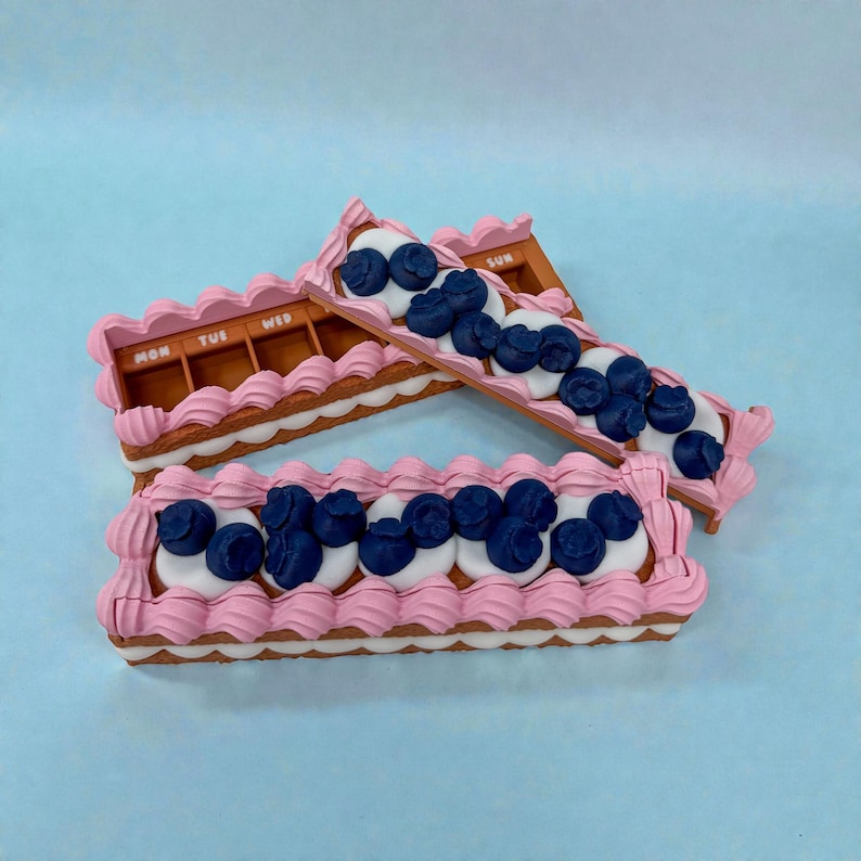 Strawberry Cake Pill Box | Cute Weekly Pill Organizer | Dessert-themed ...