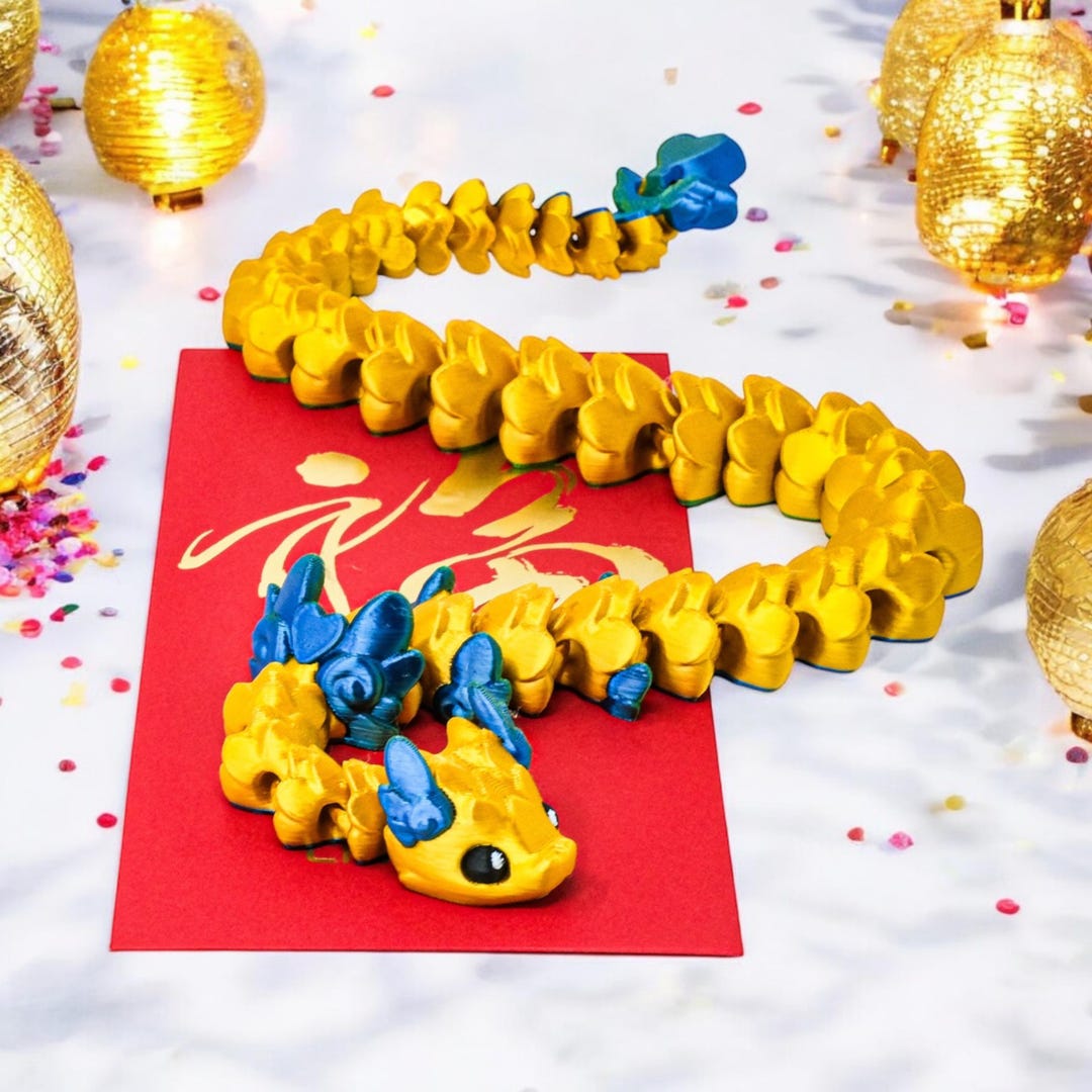 Golden Snake Flexi Toy – Articulated 3D Printed Figurine | Flexible ...