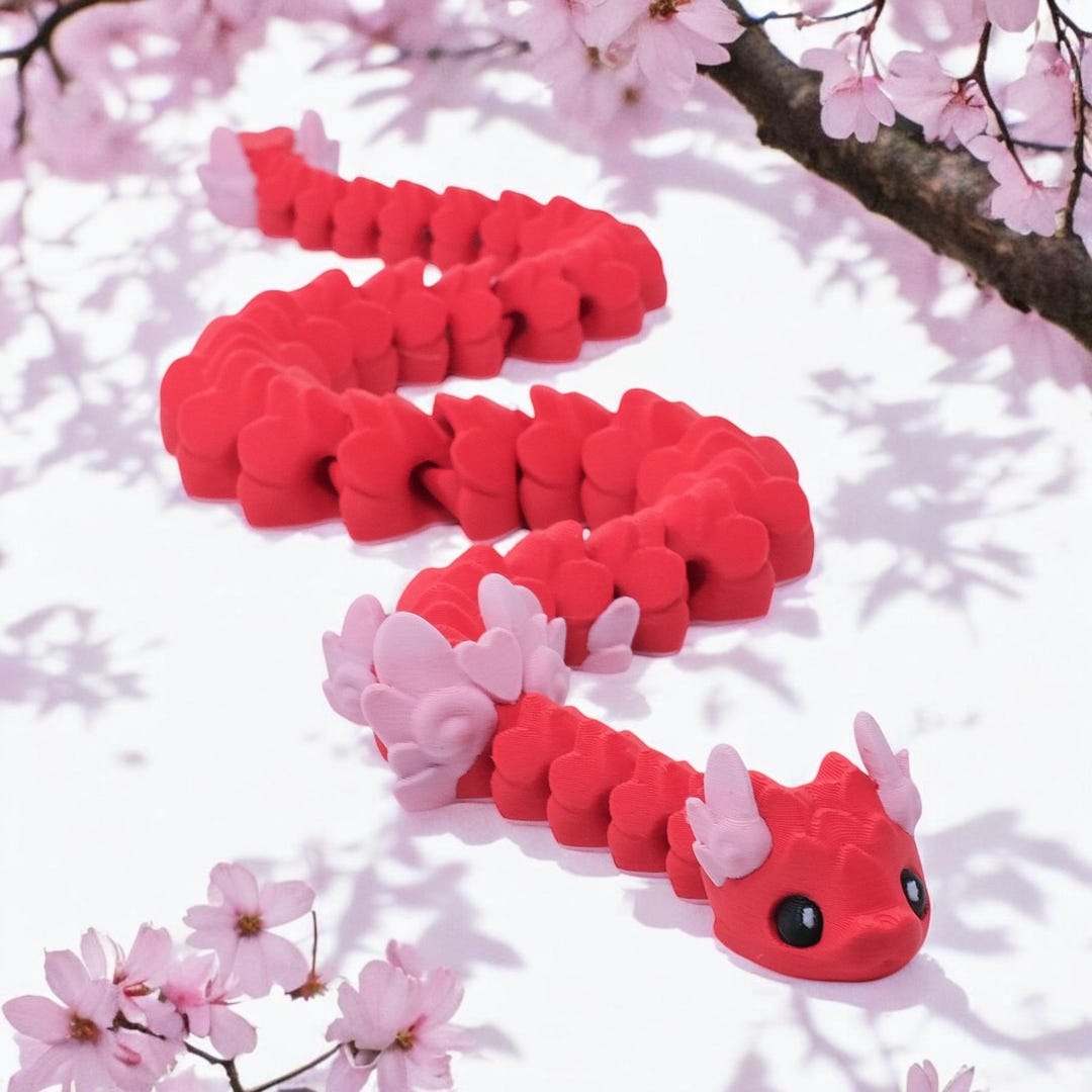 Cupid Snake Flexi Toy – Articulated 3D Printed Figurine | Flexible Red ...