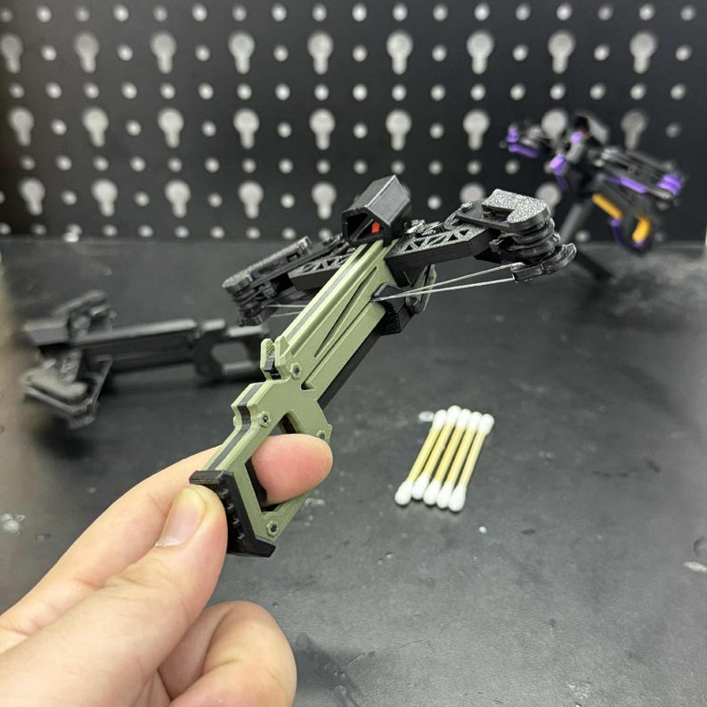 3D Printed Mini Crossbow Toy | Q-tip Shooter | Fun Desktop Launcher Toy ...