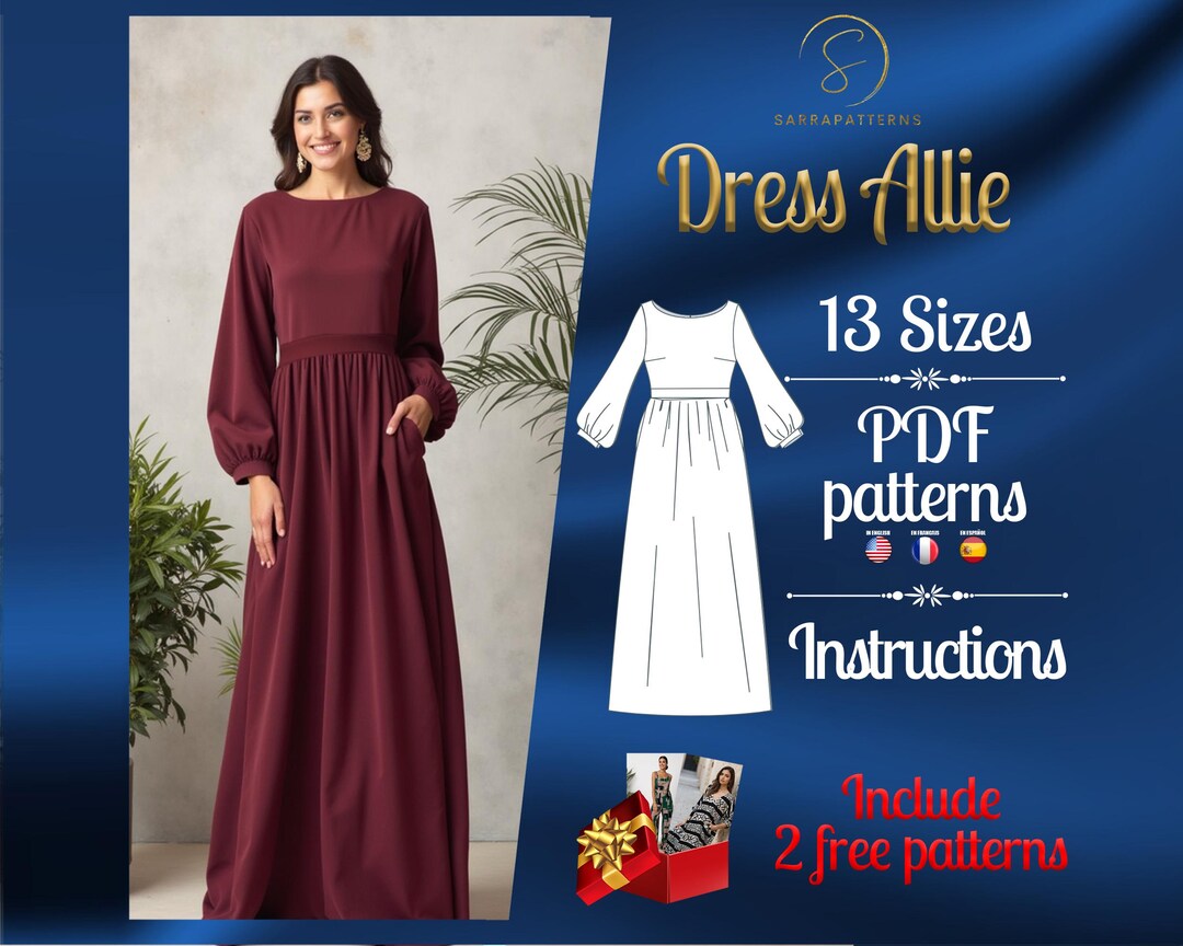 PDF Digital Sewing Pattern Allie Dress | Gathered Dress Pattern ...