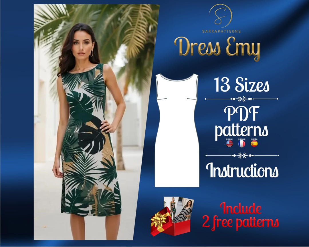 PDF Digital Sewing Pattern for Emy Knees Dress | Straight Dress Pattern ...