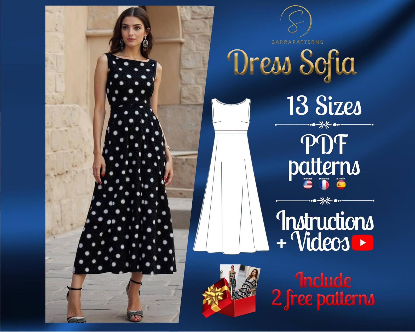 PDF Digital Sewing Pattern for Sofia Tea Dress | Half Circle Dress ...