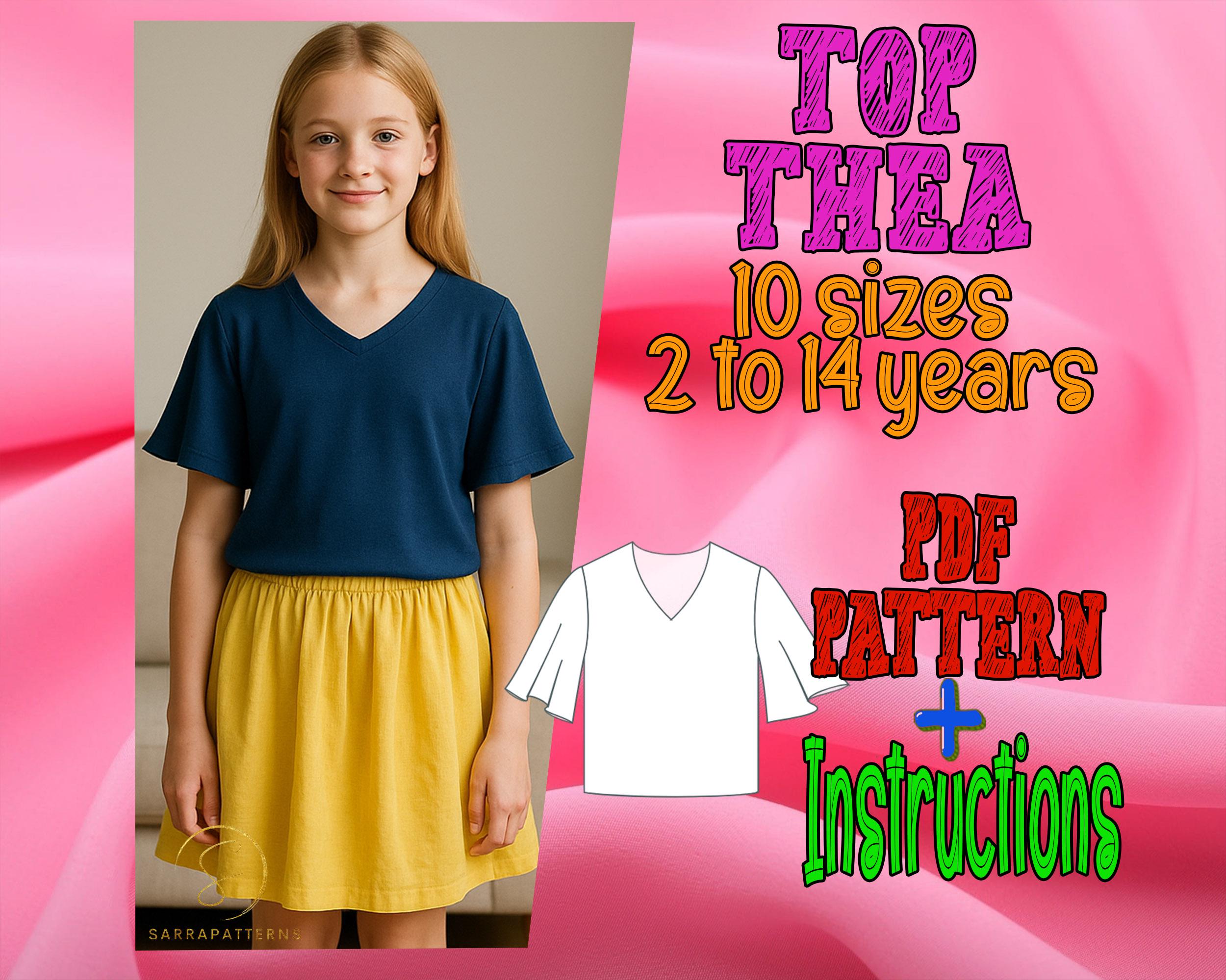 PDF Digital Sewing Pattern for Thea Top | Kid Top Pattern | Pattern for ...