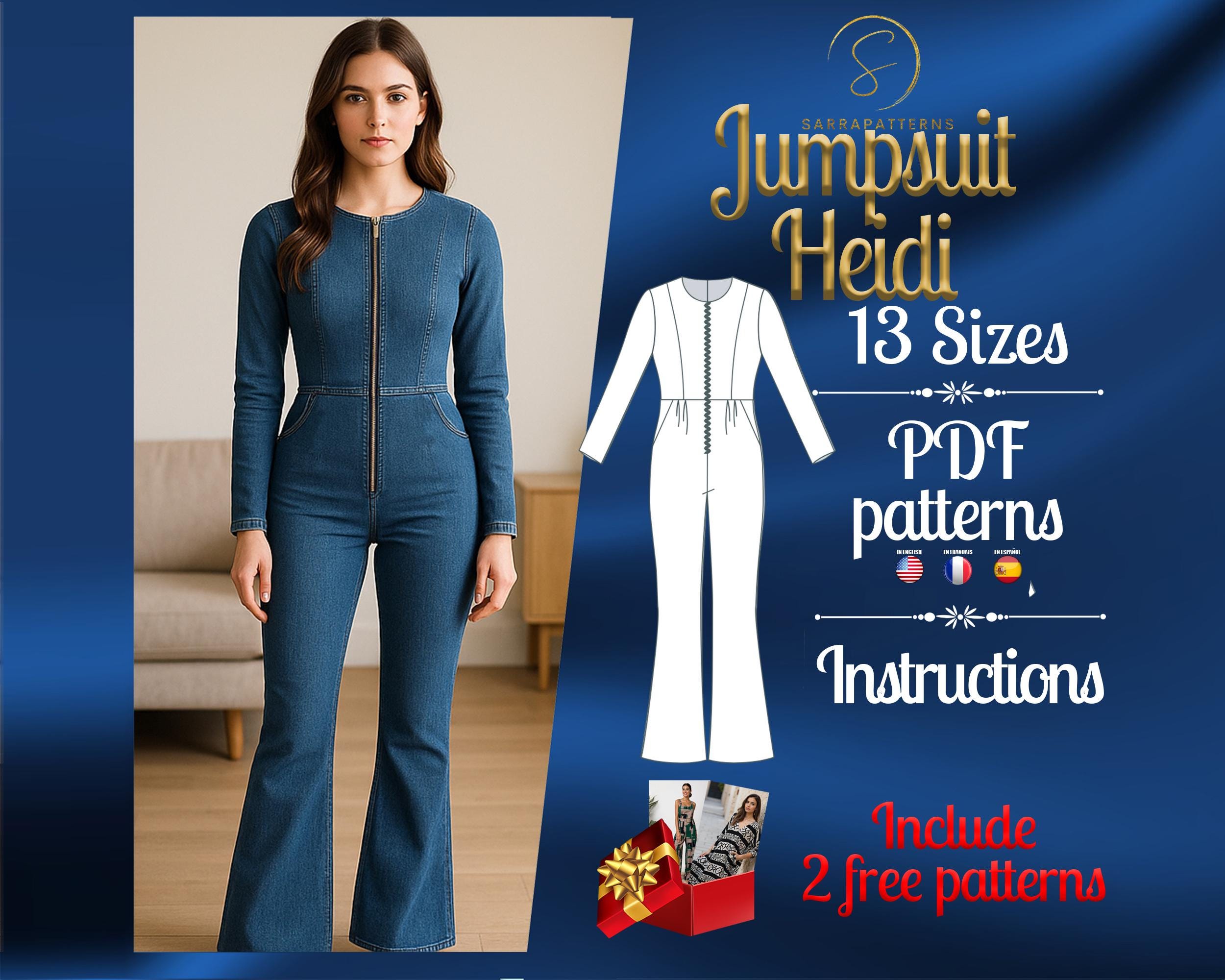 PDF Digital Sewing Pattern Heidi Jumpsuit | Flared Jumpsuit Pattern ...