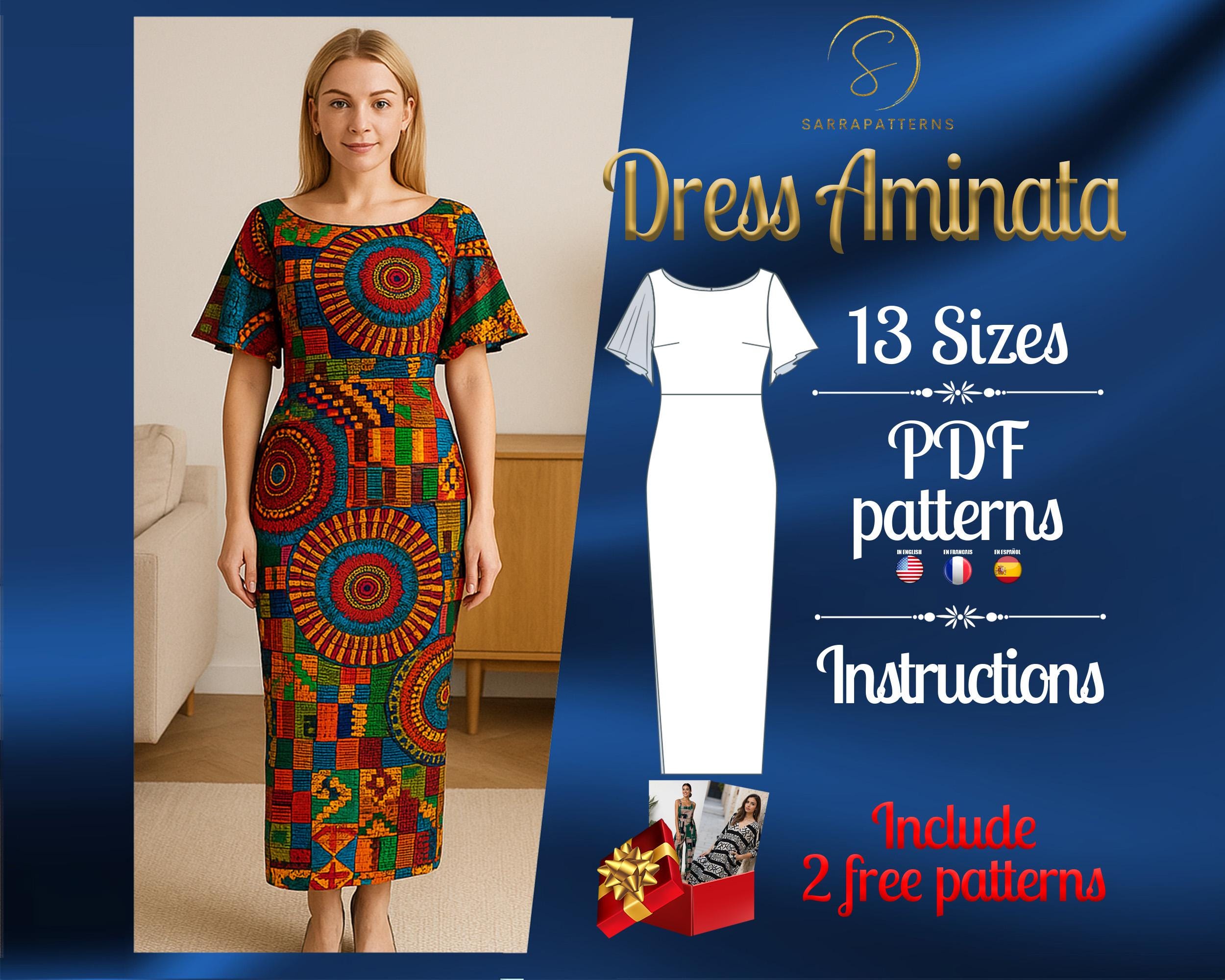 PDF Digital Sewing Pattern for Aminata Dress | Pencil Dress Pattern ...