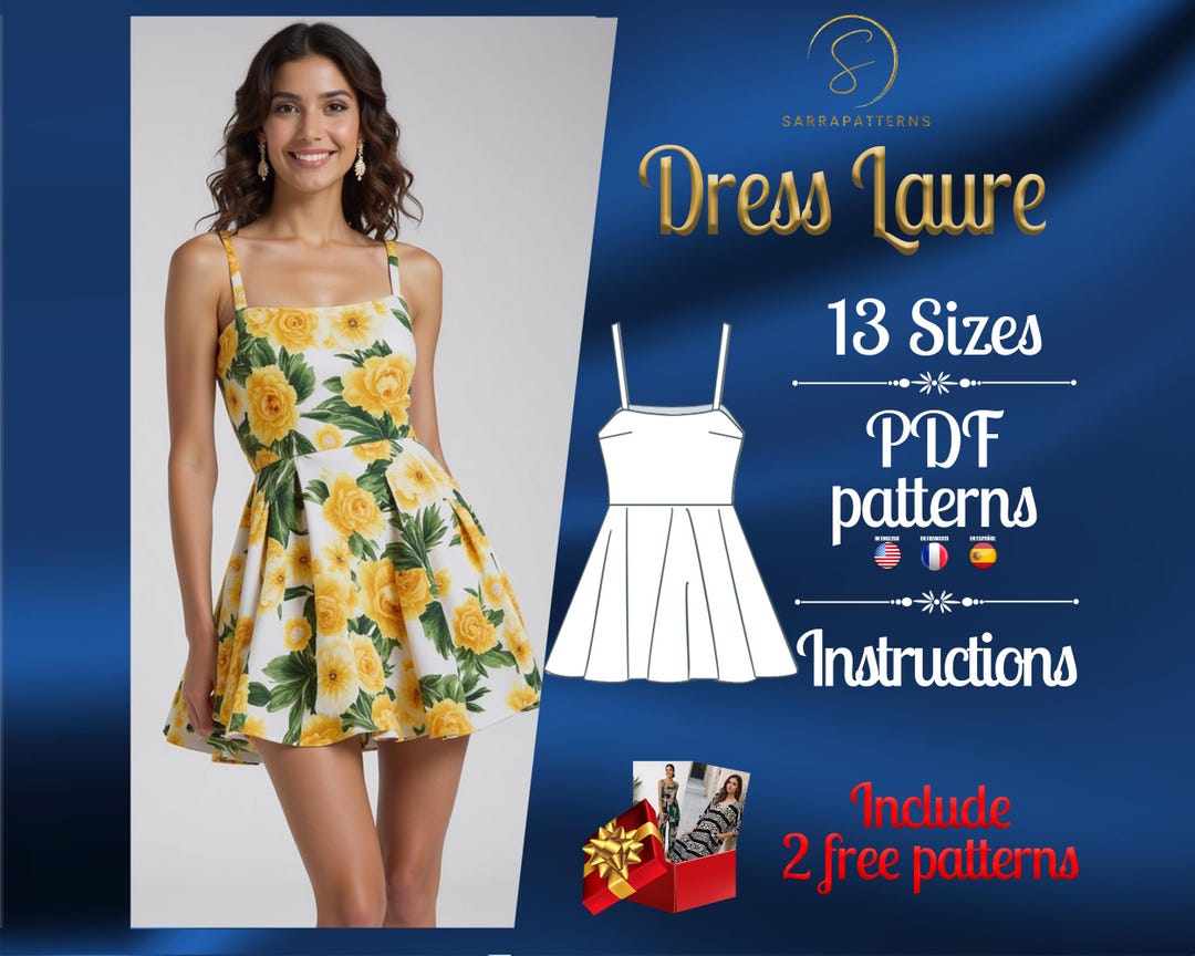 PDF Digital Sewing Pattern Laure Micro Dress | Full Circle Dress ...