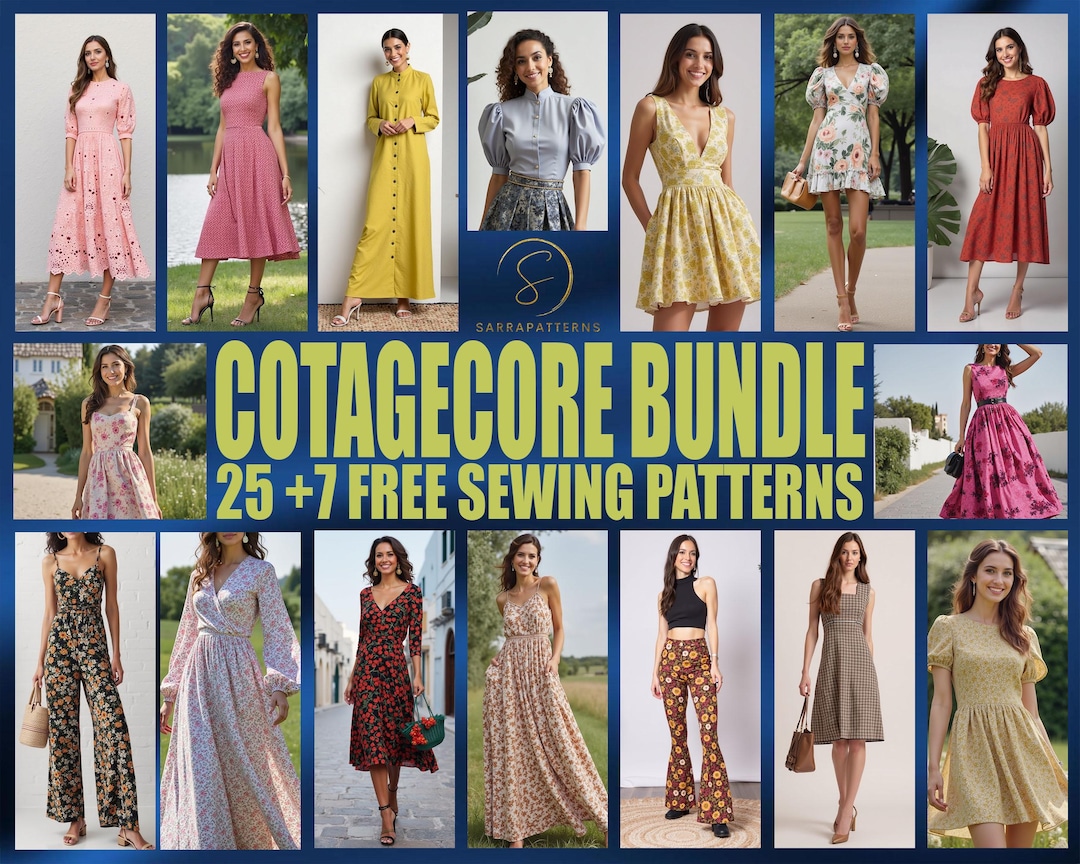 Cottagecore 32 Patterns Bundle | PDF Digital Sewing Pattern | Vintage ...