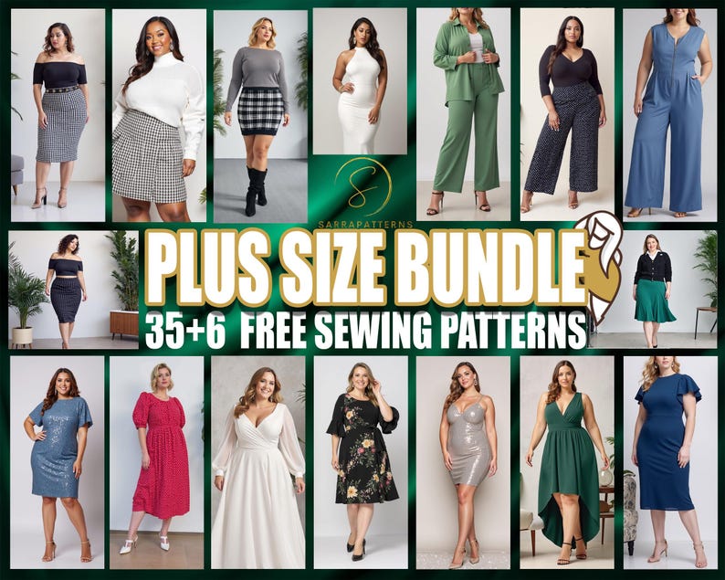 Plus Size 40 Patterns Bundle | PDF Digital Sewing Pattern | Pattern Plus Size | Curvy Patterns ...