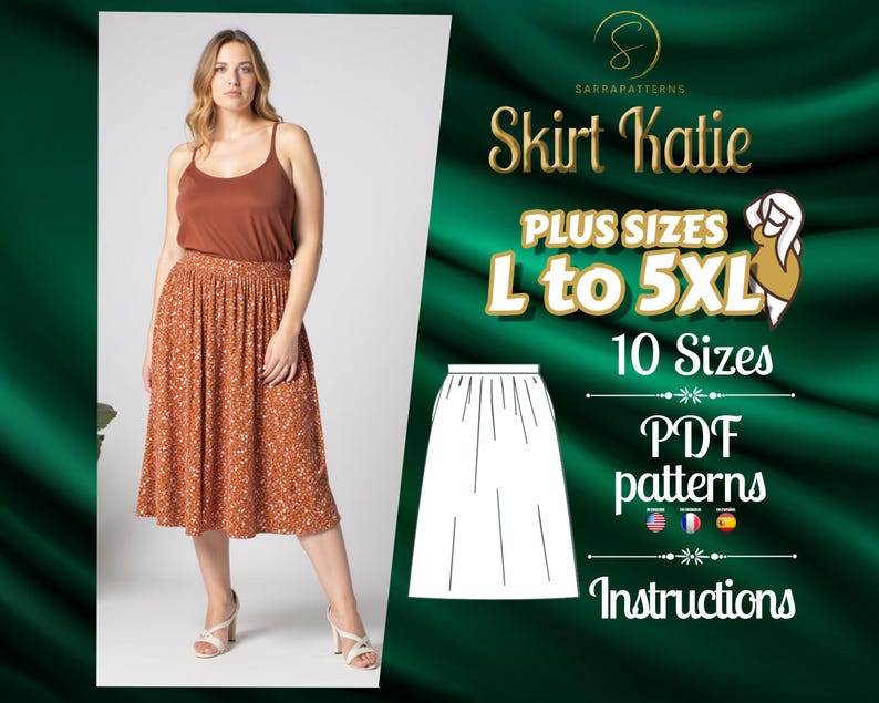 PDF Digital Sewing Pattern for Katie Skirt | Plus Size Patterns ...