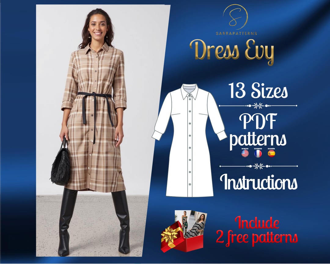 PDF Digital Sewing Pattern for the Evy Knees Dress | A-line Dress ...