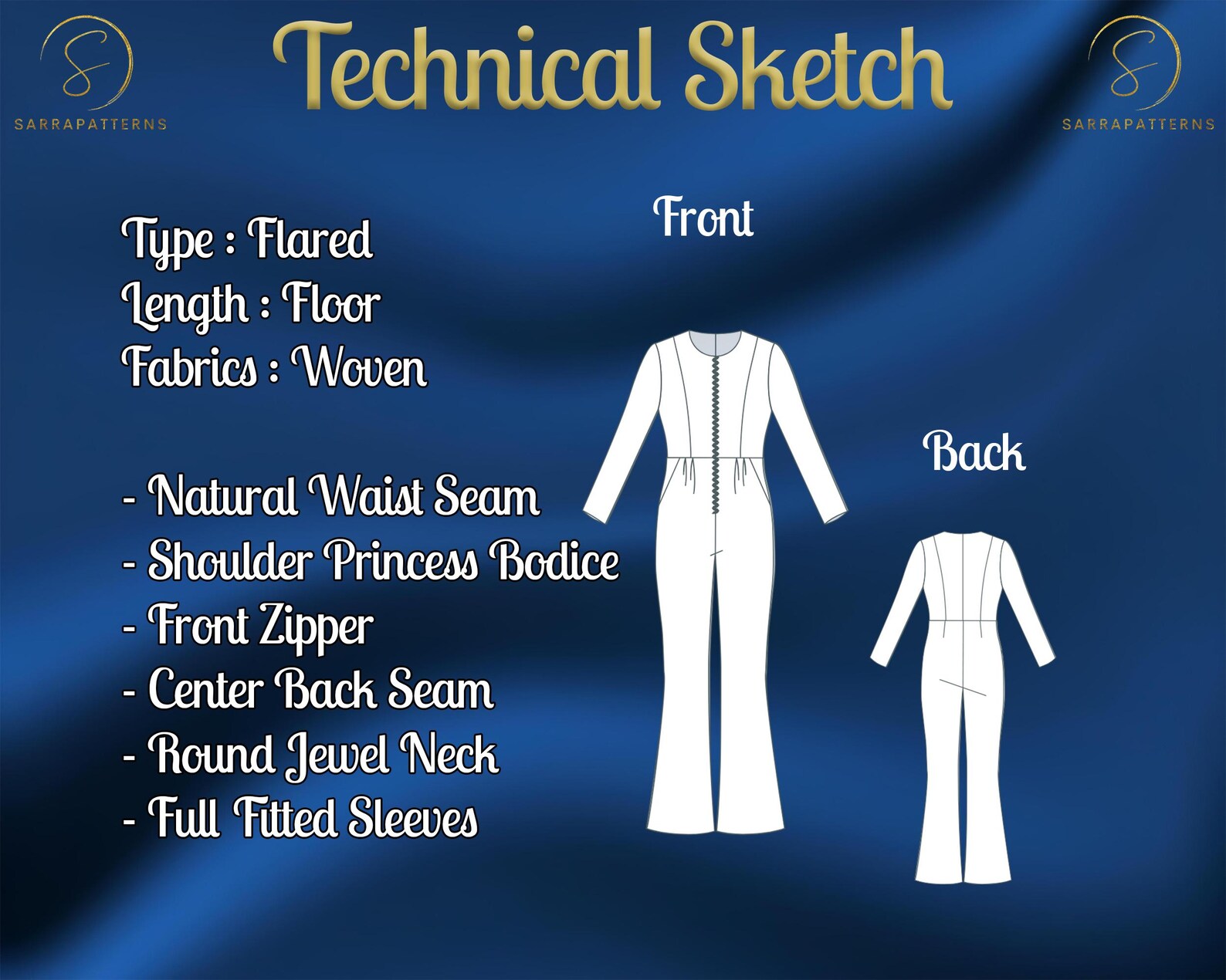 PDF Digital Sewing Pattern Heidi Jumpsuit | Flared Jumpsuit Pattern ...