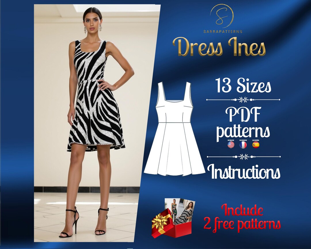 PDF Digital Sewing Pattern Ines Above Knees Dress | Paneled Dress ...