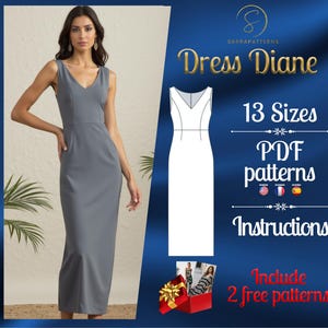 PDF Digital Sewing Pattern for the Diane Tea Dress | Straight Dress ...