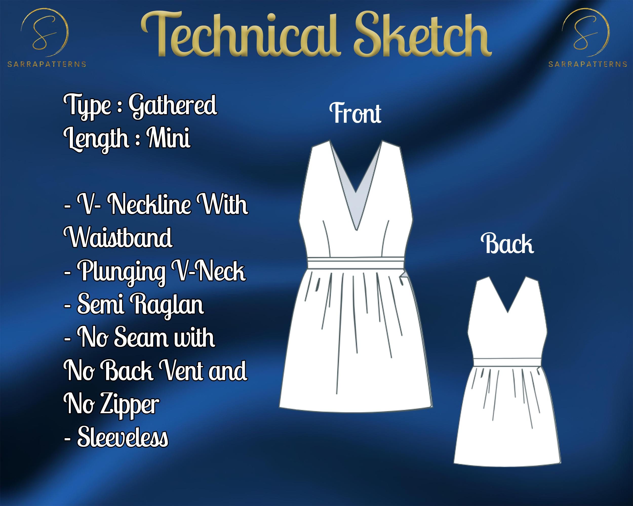 PDF Digital Sewing Pattern for Yasmine Mini Dress | Gathered Dress ...