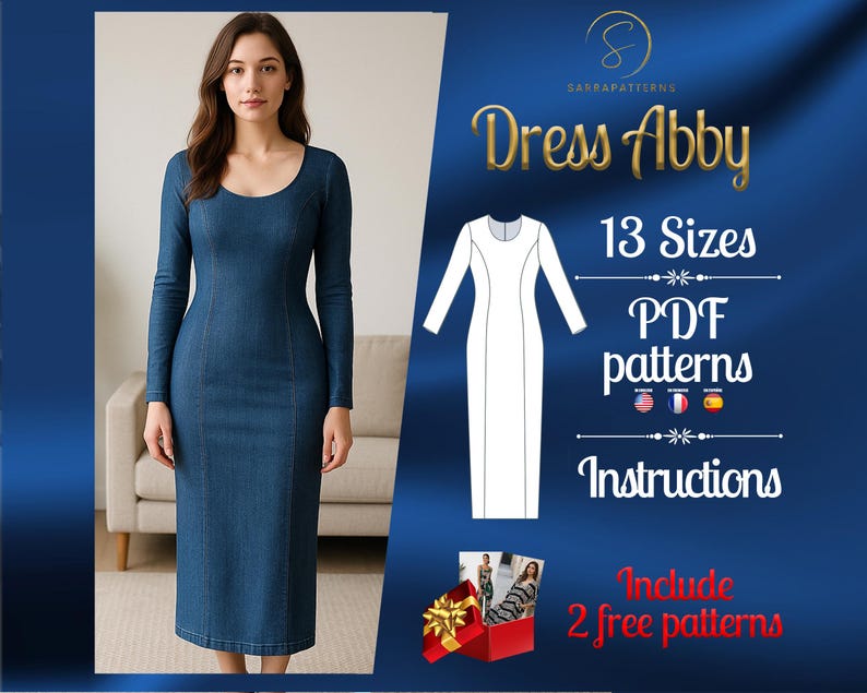 PDF Digital Sewing Pattern Abby Dress | Pencil Dress Pattern | Jean ...