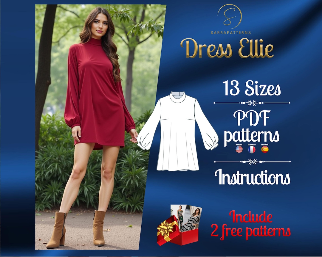 PDF Digital Sewing Pattern for Elie Mini Dress | Tent Dress Pattern ...