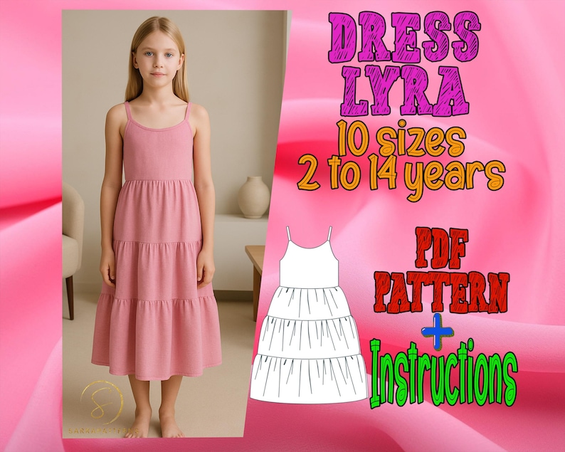 PDF Digital Sewing Pattern Lyra Dress | Kid Dress Pattern | Pattern for ...