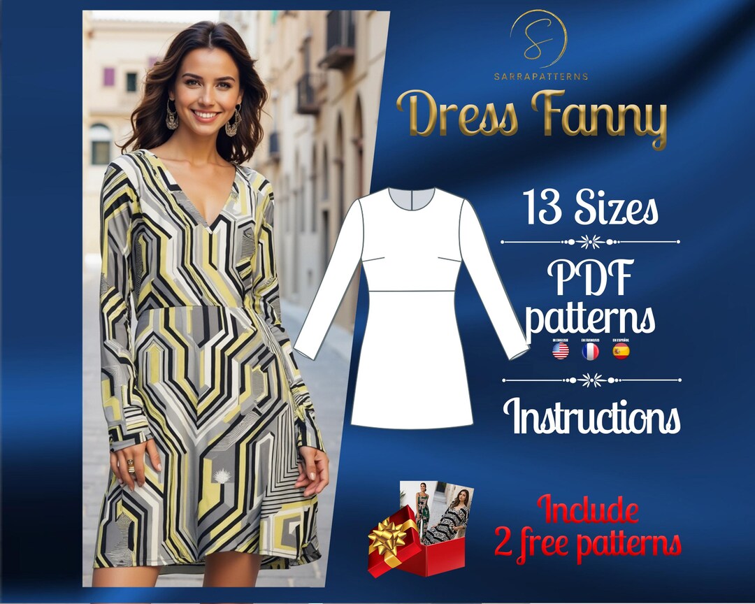 PDF Digital Sewing Pattern for Fanny Mini Dress | A-line Dress Pattern ...