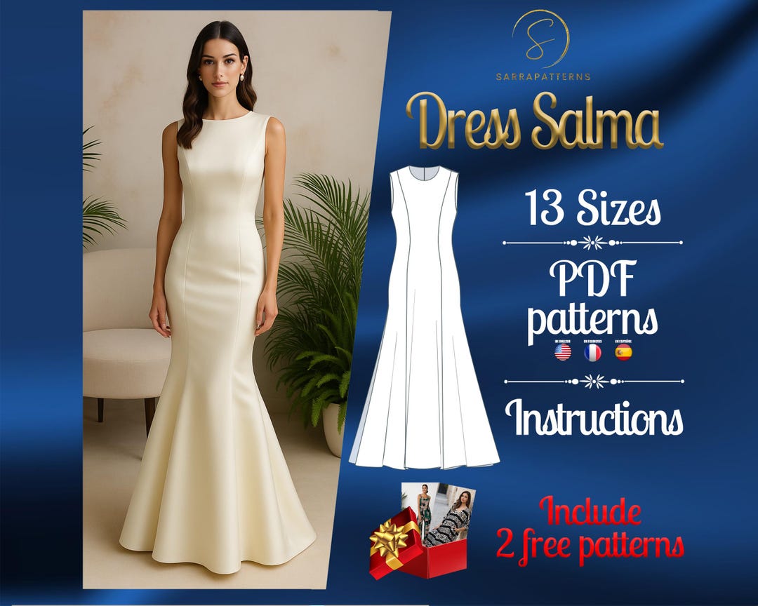 PDF Digital Sewing Pattern Salma Dress | Gored Dress Pattern | Flared ...