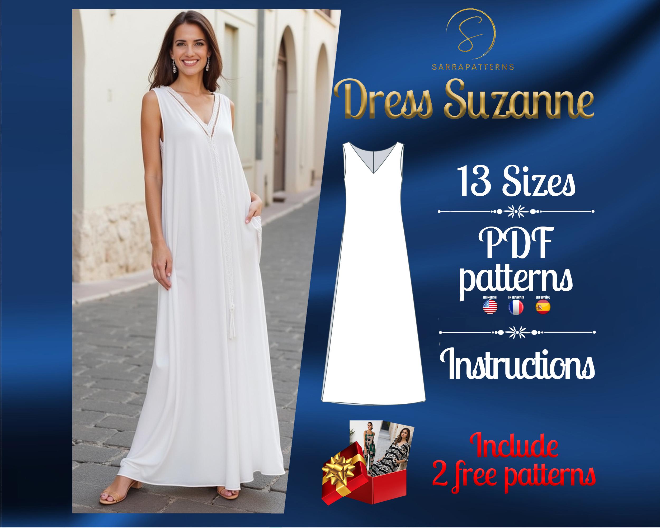 PDF Digital Sewing Pattern for the Suzanne Full Length Dress Pattern ...