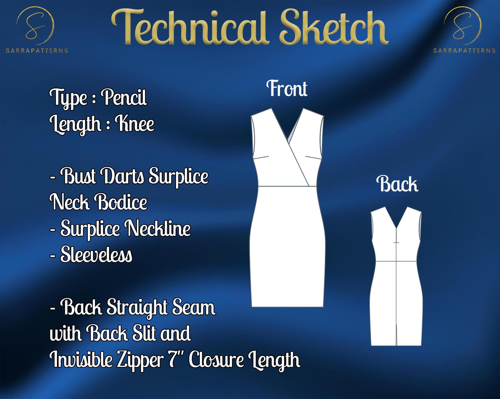 PDF Digital Sewing Pattern for Sarah Knee Dress | Pencil Dress Pattern ...