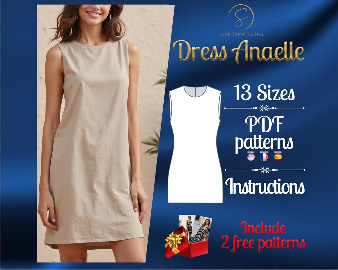 PDF Digital Sewing Pattern for Anaelle Dress | Linen Dress Pattern ...