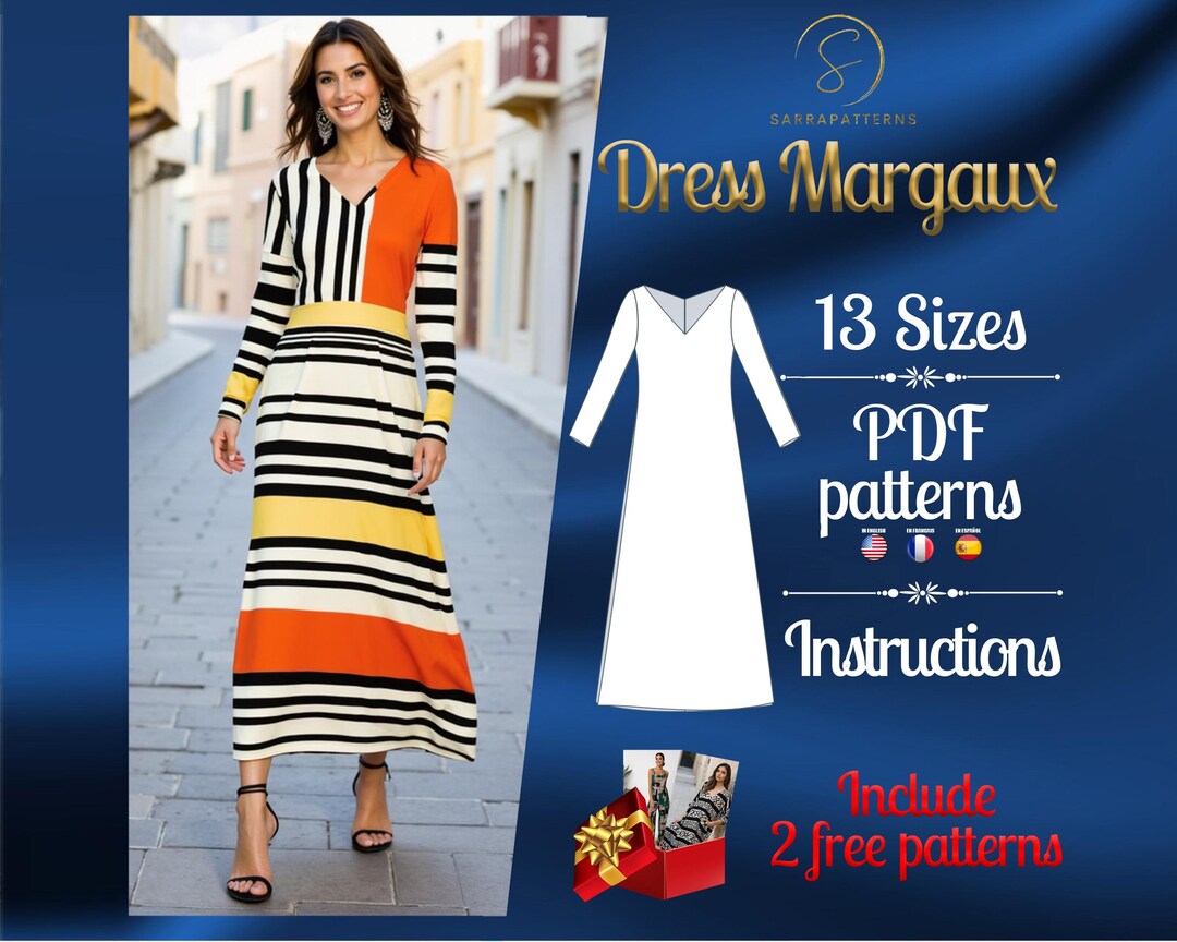 PDF Digital Sewing Pattern Margaux Ankle Dress Pattern | Trapeze Dress ...