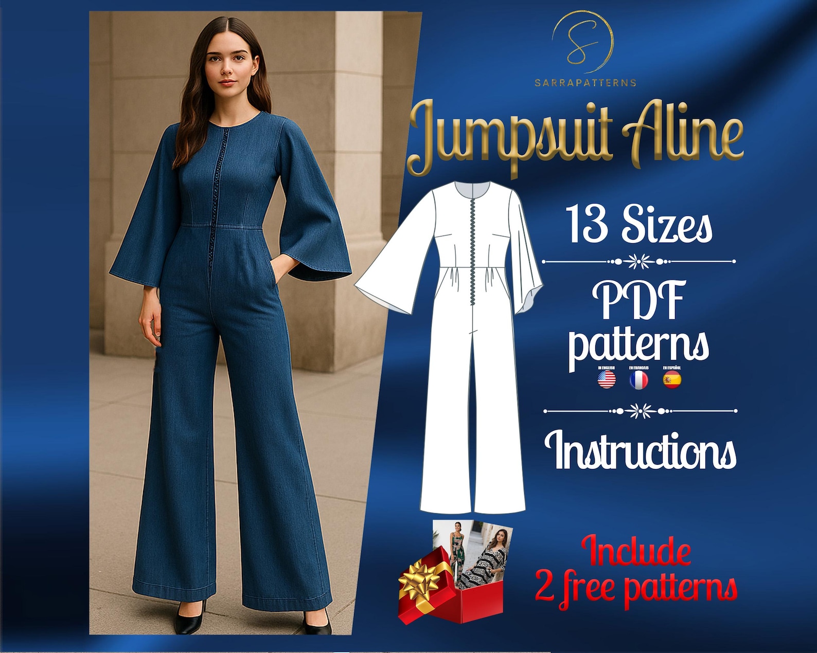 PDF Digital Sewing Pattern for Aline Jumpsuit | Jumpsuit Pattern | Jean ...