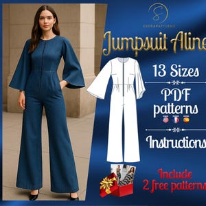 PDF Digital Sewing Pattern for Aline Jumpsuit | Jumpsuit Pattern | Jean ...
