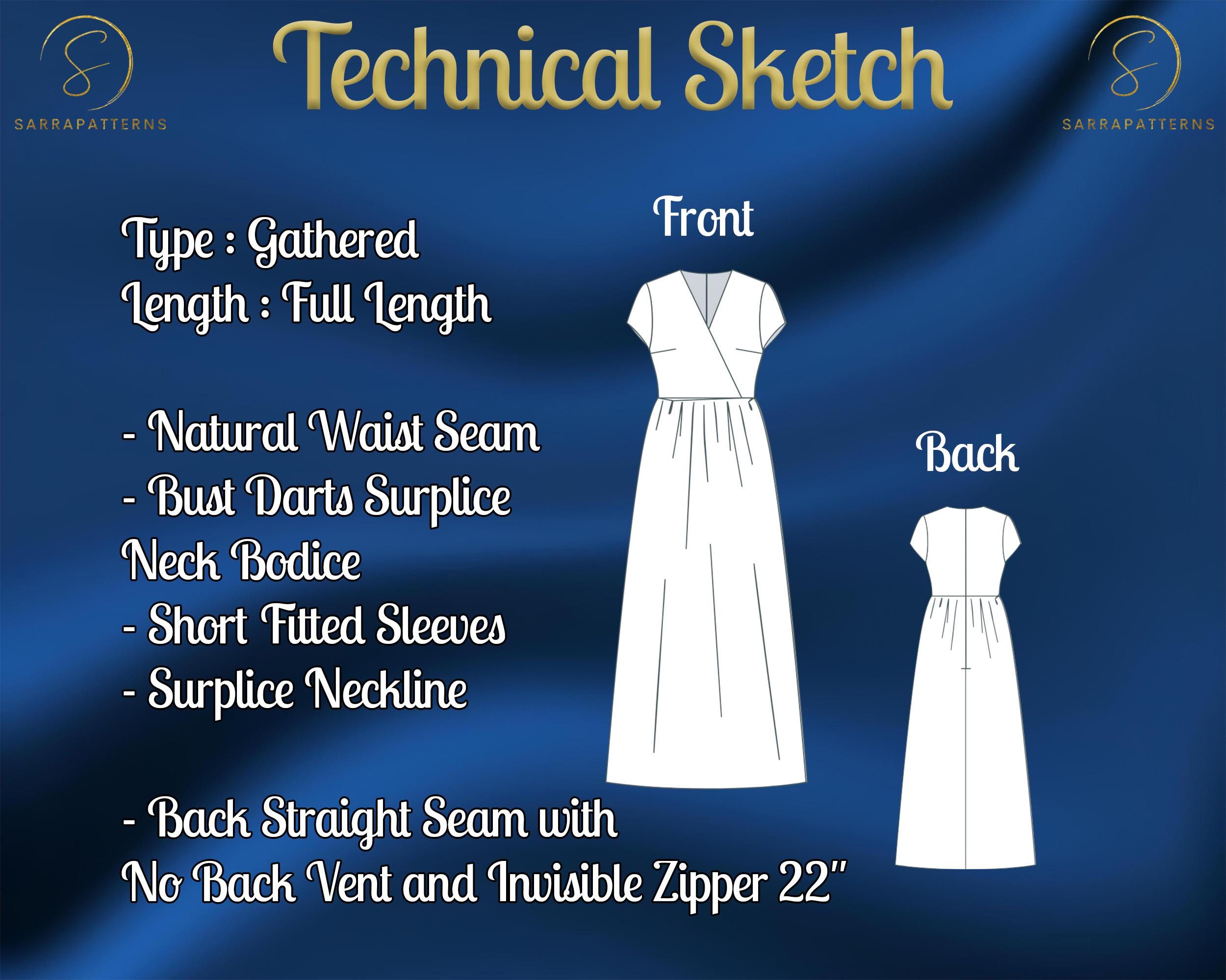 PDF Digital Sewing Pattern for Ariel Dress | Gathered Dress Pattern ...