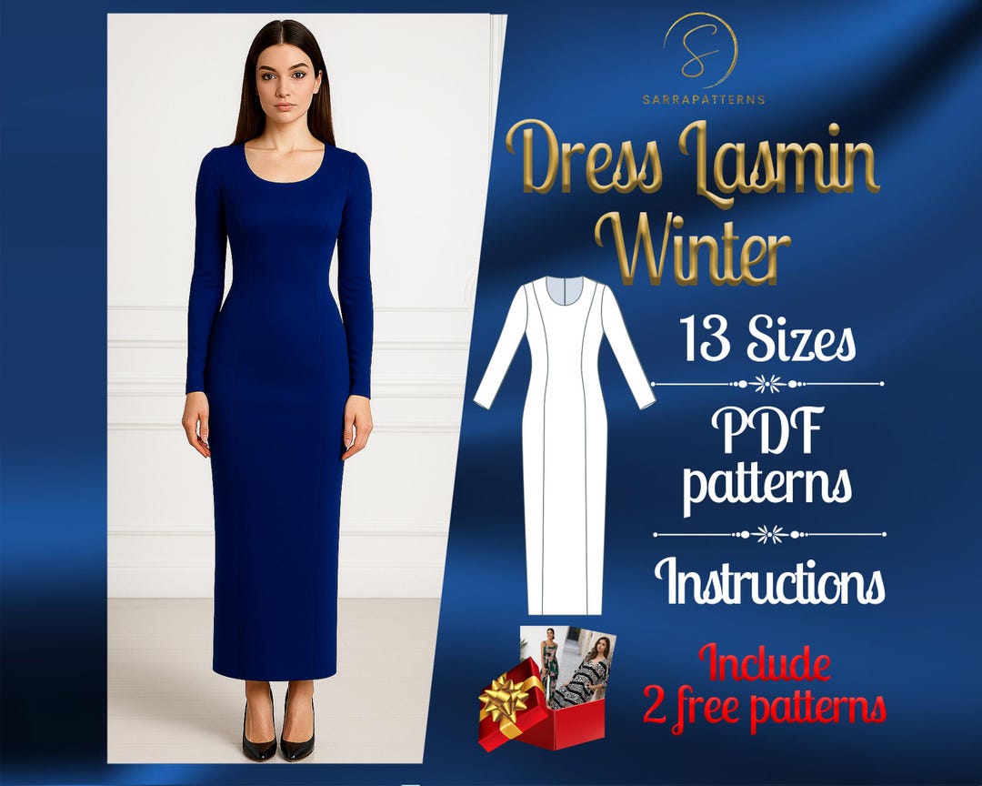 PDF Digital Sewing Pattern for Lasmin Winter Dress | Pencil Dress ...
