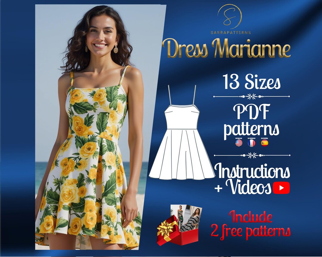 PDF Digital Sewing Pattern for Mariane Mini Dress Full Circle Dress ...