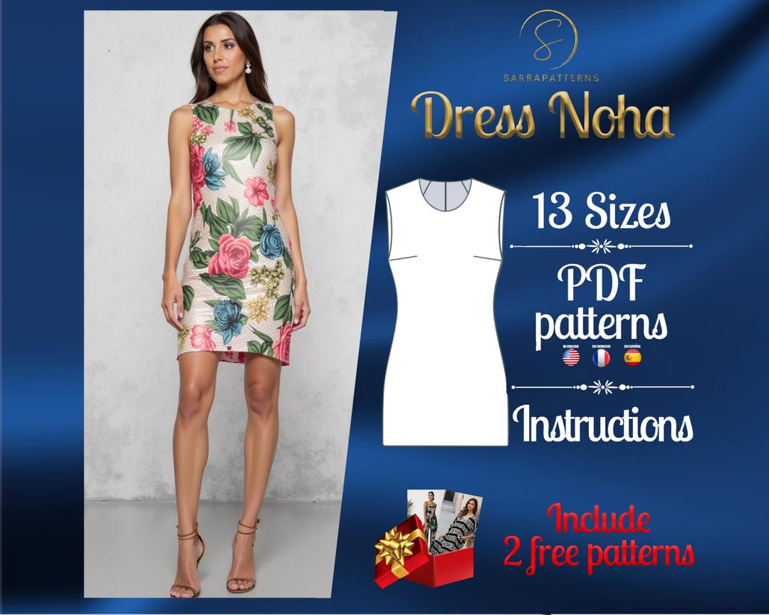 PDF Digital Sewing Pattern for the Noha Mini Dress | Straight Dress ...