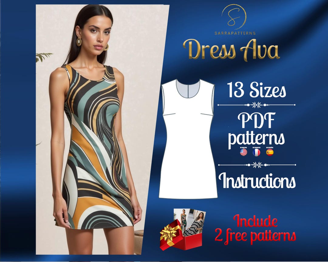 PDF Digital Sewing Pattern for Ava Mini Dress | A-line Dress Pattern ...