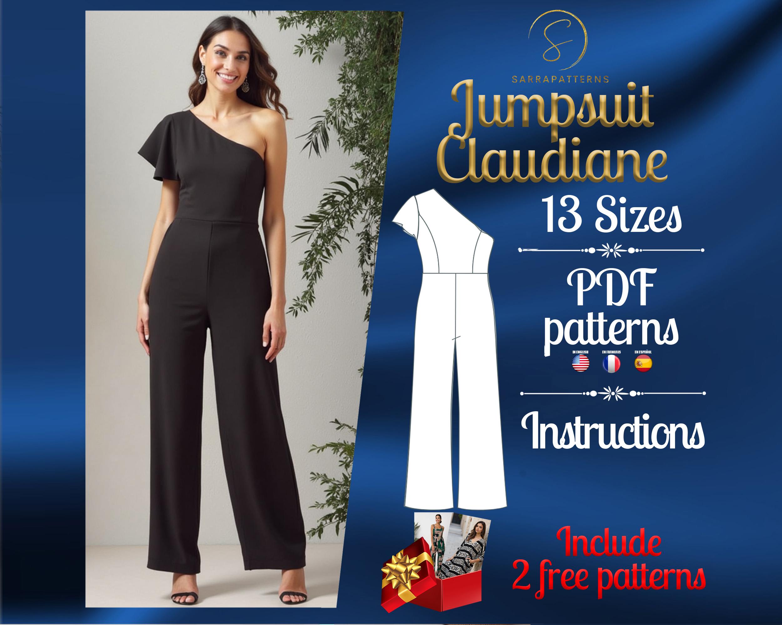 PDF Digital Sewing Pattern for the Claudiane Jumpsuit | Wide Jumpsuit ...
