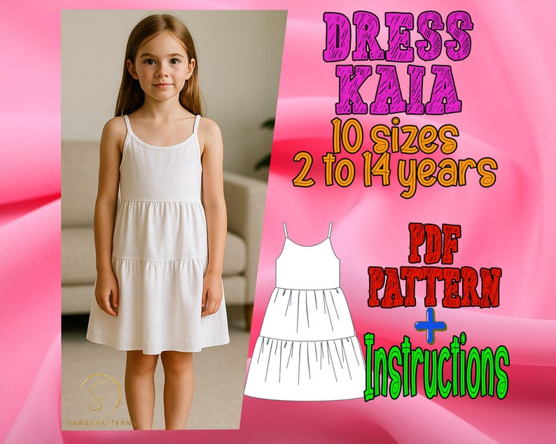 PDF Digital Sewing Pattern Kaia Dress | Kid Dress Pattern | Pattern for ...