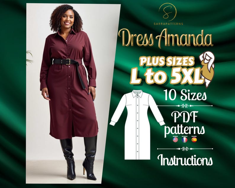 PDF Digital Sewing Pattern Amanda Dress | Plus Size Patterns | Pencil ...