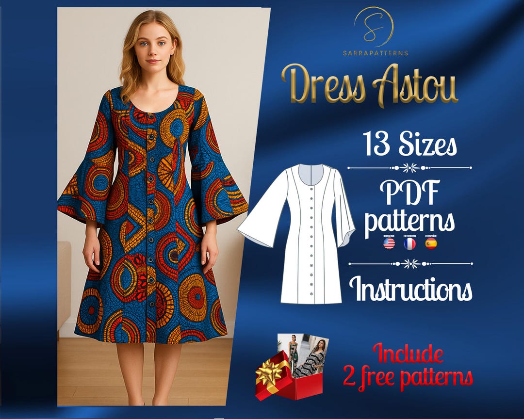 PDF Digital Sewing Pattern for Astou Dress | A-line Dress Pattern ...