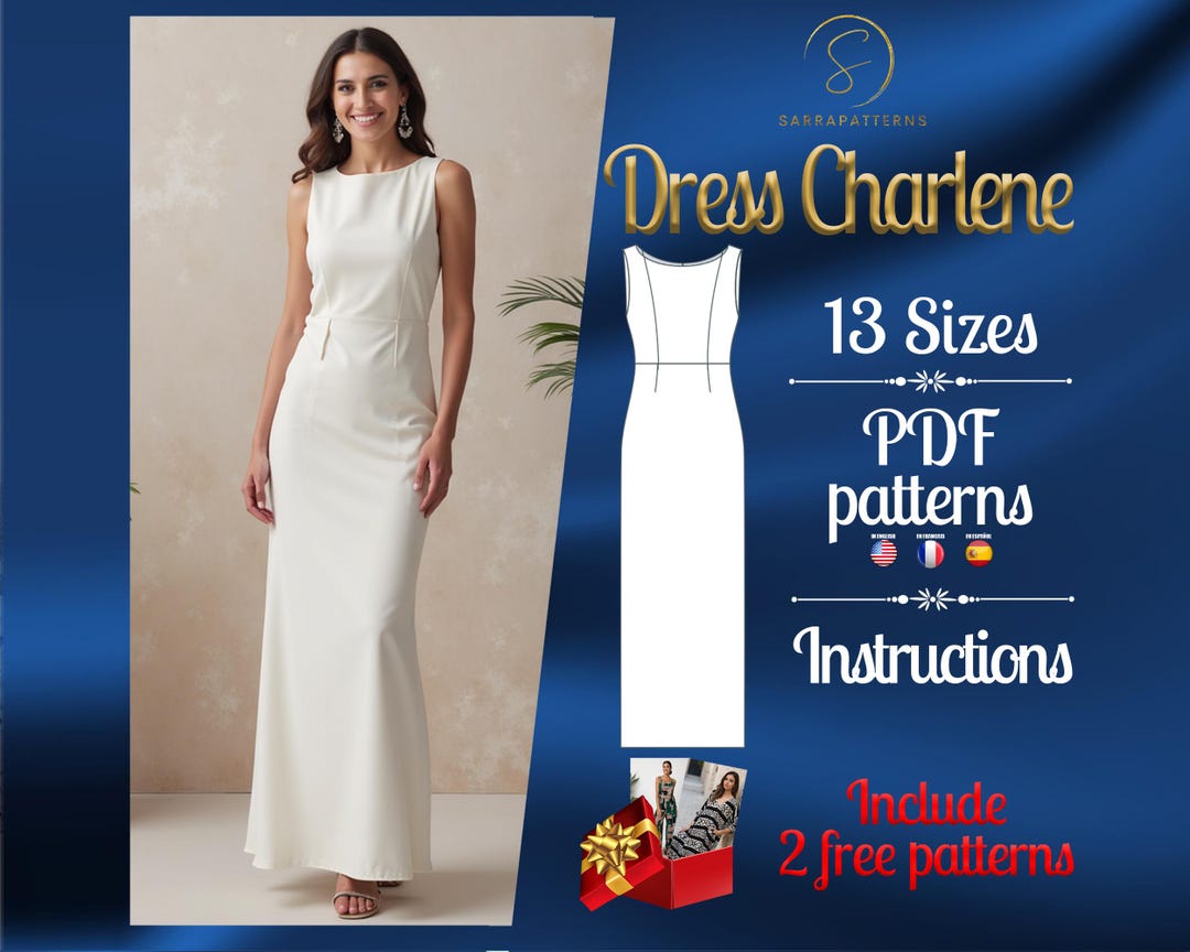 PDF Digital Sewing Pattern for Charlene Dress | Staight Dress Pattern ...