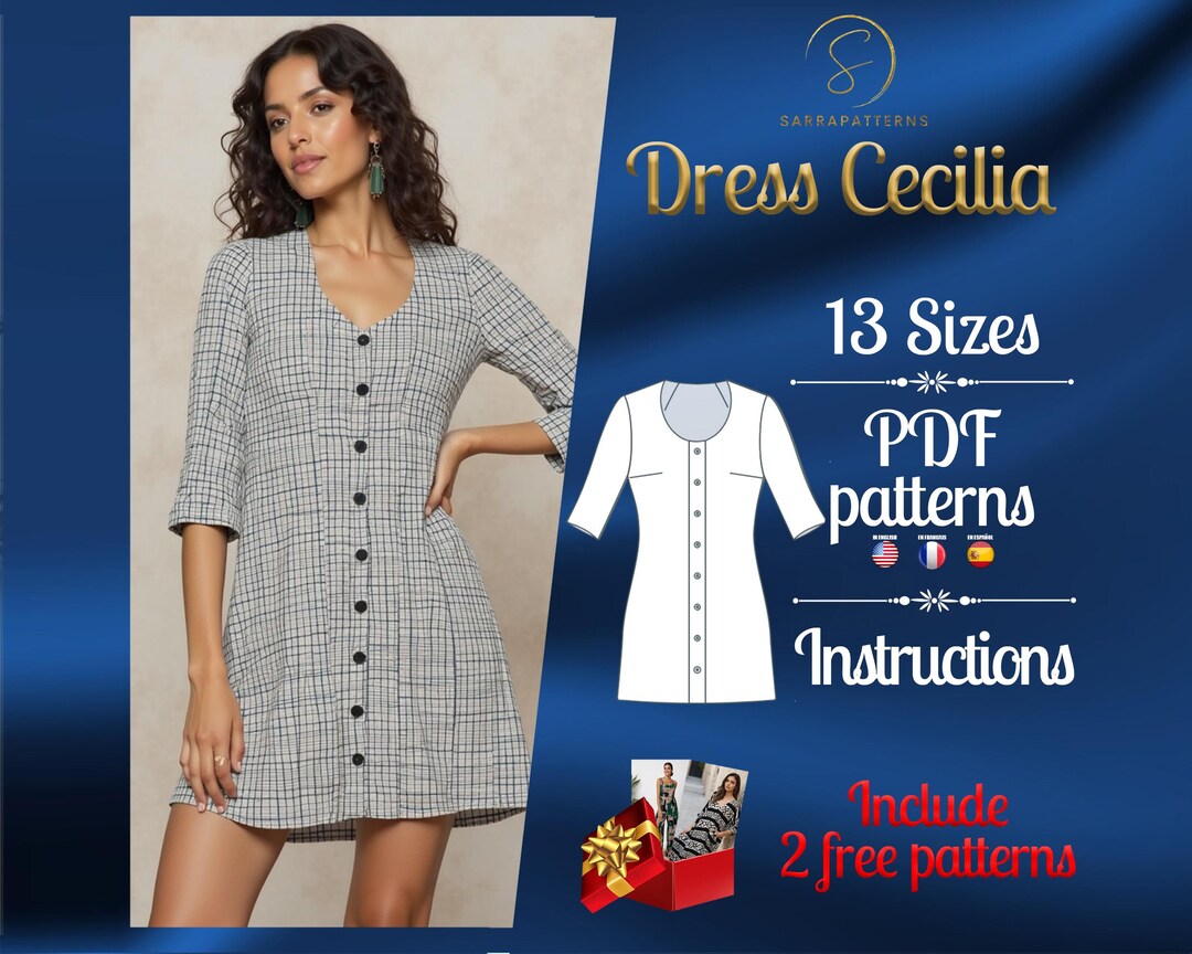 PDF Digital Sewing Pattern for the Cecilia Mini Dress | A-line Dress ...