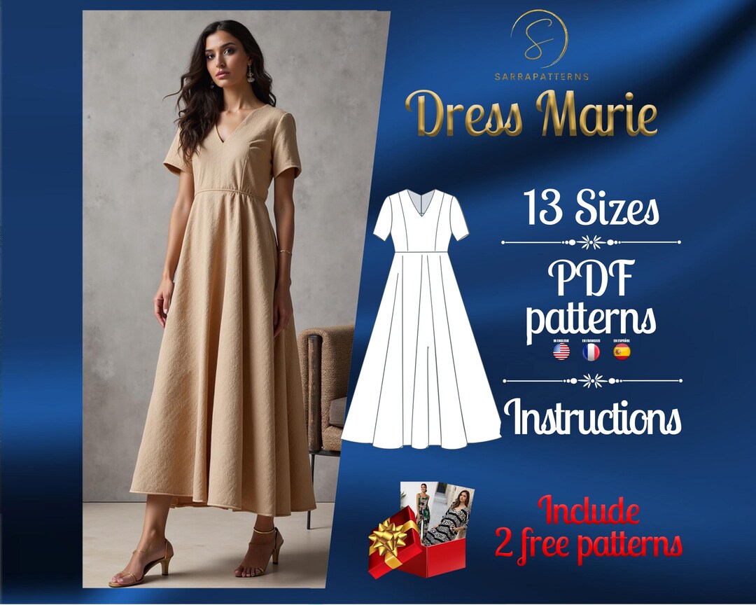 PDF Digital Sewing Pattern for Marie Tea Dress | Full Circle Dress ...