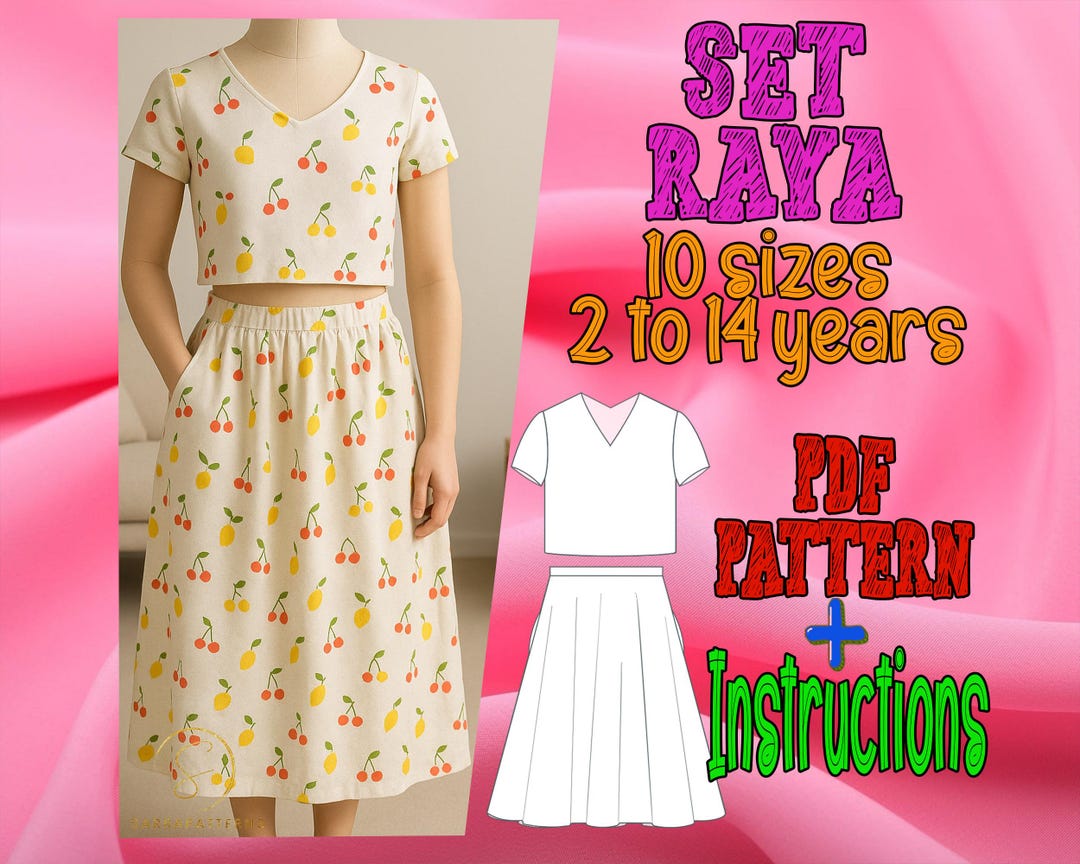 PDF Digital Sewing Pattern Raya Set | Kids Dress Pattern | Pattern for ...