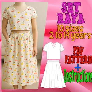 PDF Digital Sewing Pattern Raya Set | Kids Dress Pattern | Pattern for ...