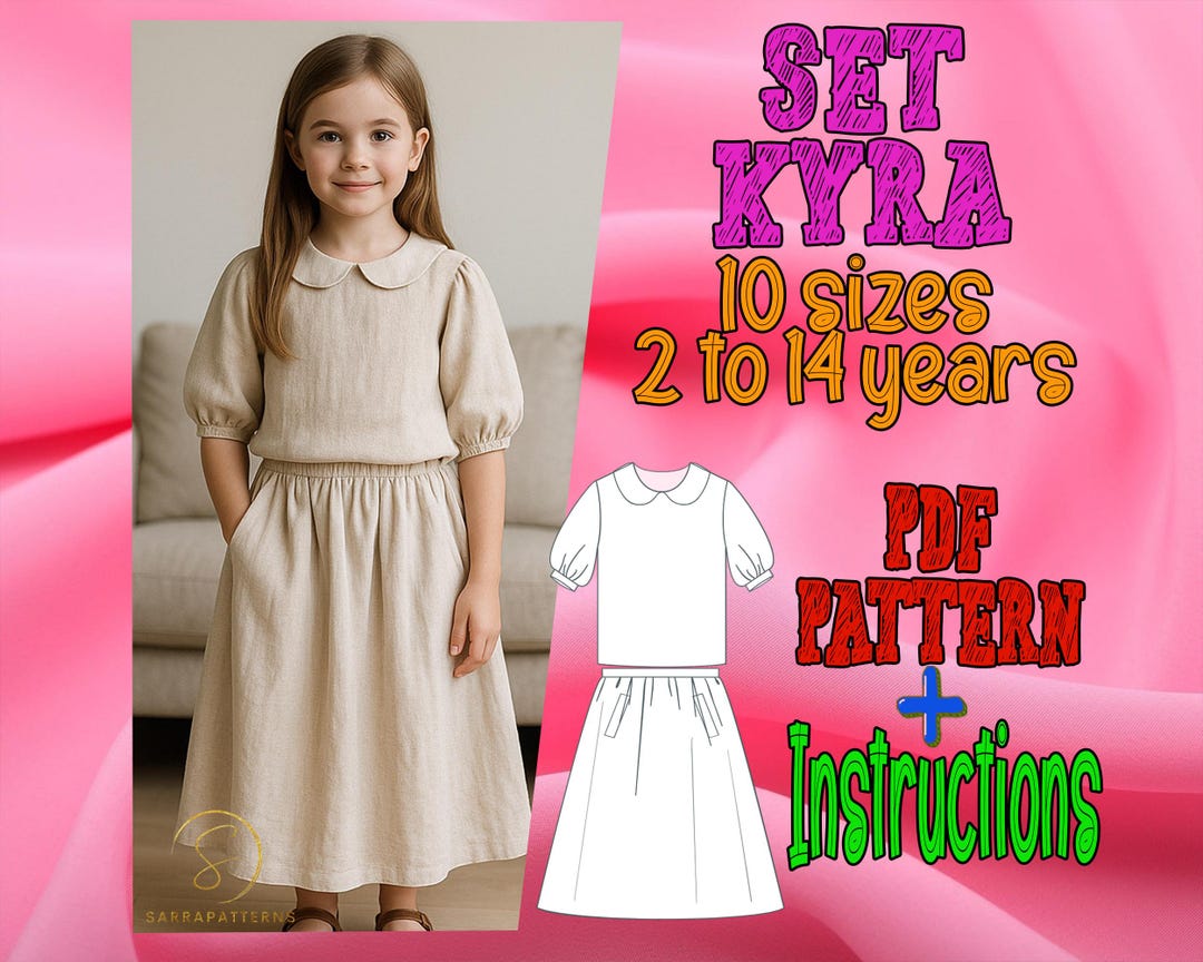 PDF Digital Sewing Pattern Kyra Set | Kids Dress Pattern | Pattern for ...