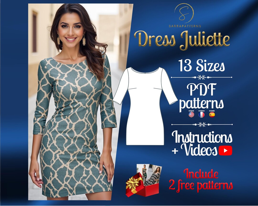 PDF Digital Sewing Pattern for Juliette Mini Dress Straight Dress ...